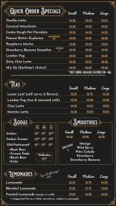 Menu – The Cozy Corner Official Site